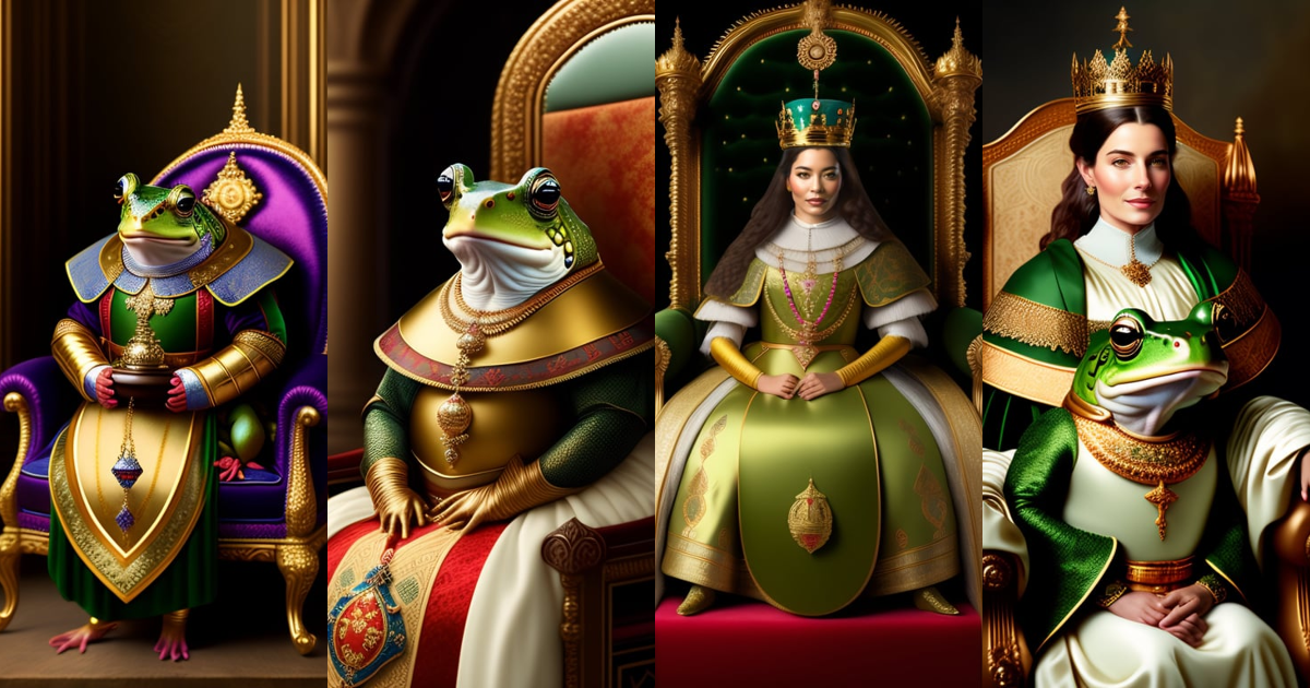 Lexica - Portrait of an anthropomorphic frog dressed as a medieval king ...