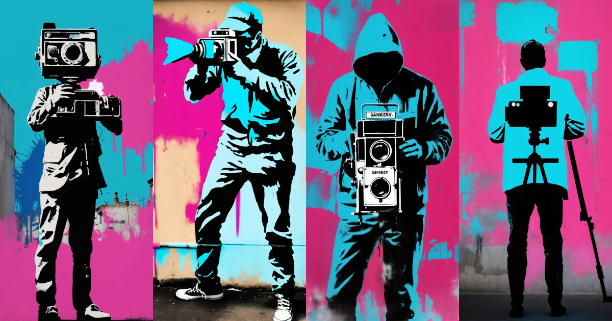 Lexica - "Create an image in the style of a Banksy stencil, featuring a ...