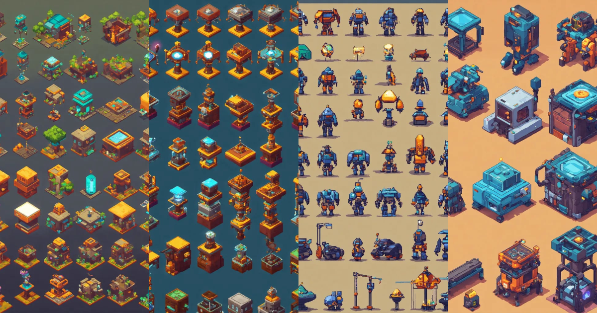 Lexica - Sprite concepts of parts for an ai robot. Simple pixel art ...