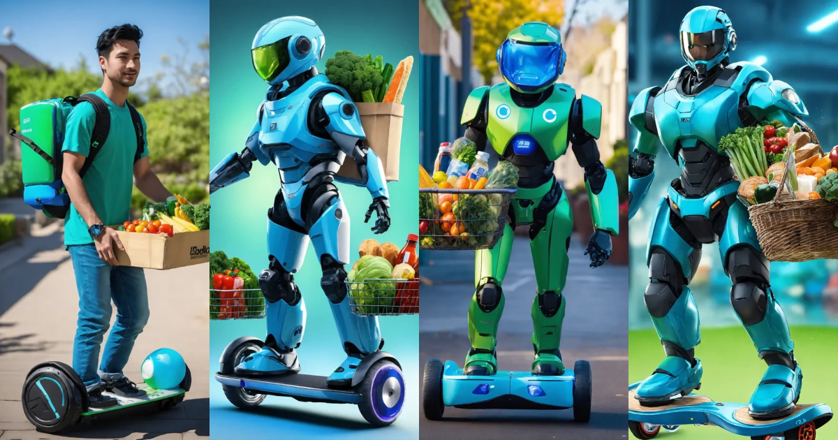 Lexica - A passionate male robot on hoverboard, realistic man face ...