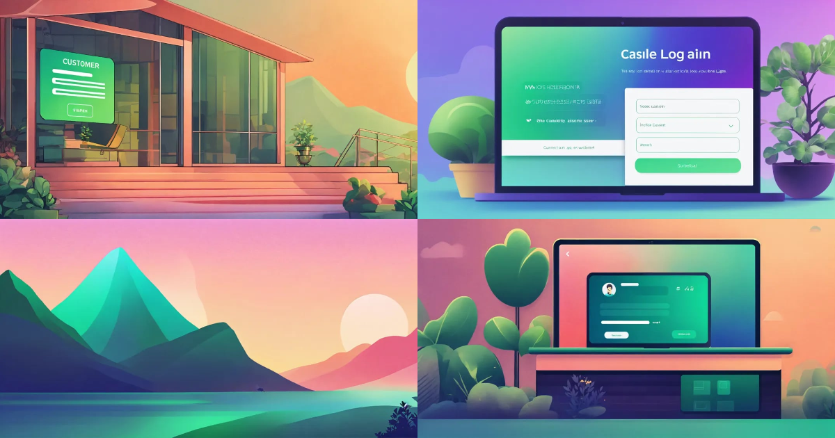 Lexica - Customer log in screen. no people. simple flat gradient illustration. jade