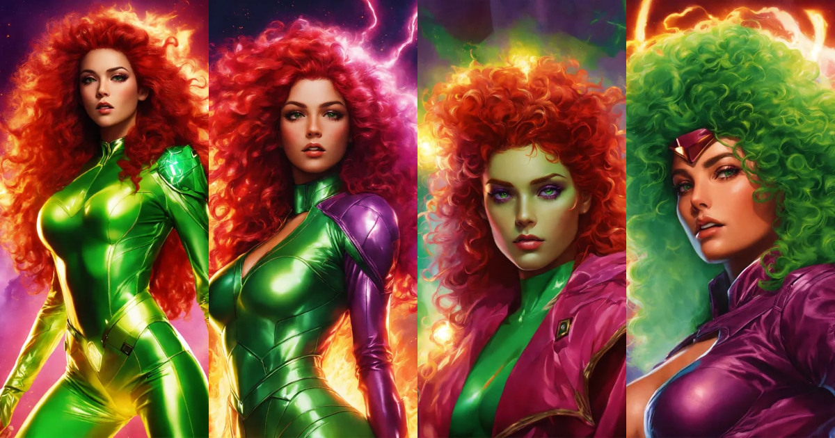 Lexica - "80s DC Starfire covered in green energy", superpowers ...