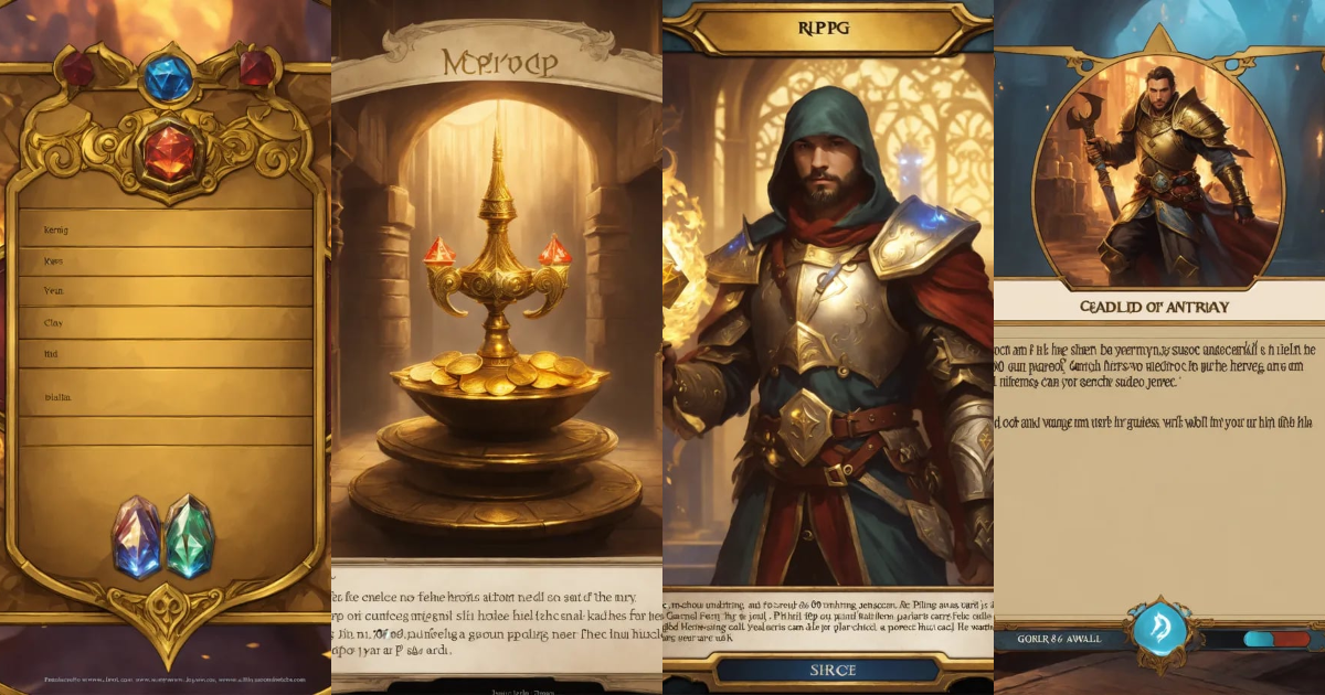 Lexica - RPG card template, fantasy, magic, heroic, gold, jewels, magic ...