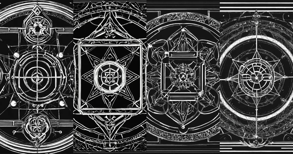 Lexica - Tesseract fratcal symbols, black and white