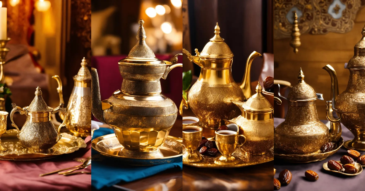 Lexica - Airplane Arabic coffee pot set with dates and laban on table ...