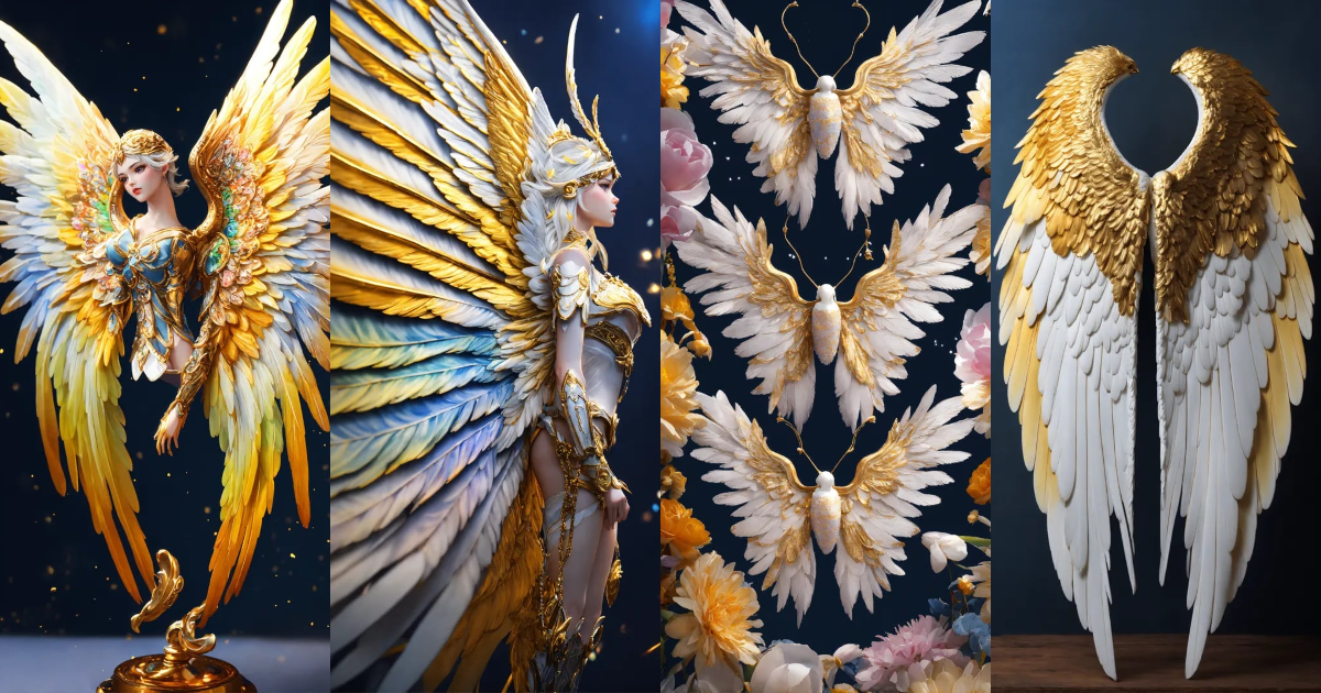Lexica - Beautiful and perfect small angel wings in white, detailed and ...