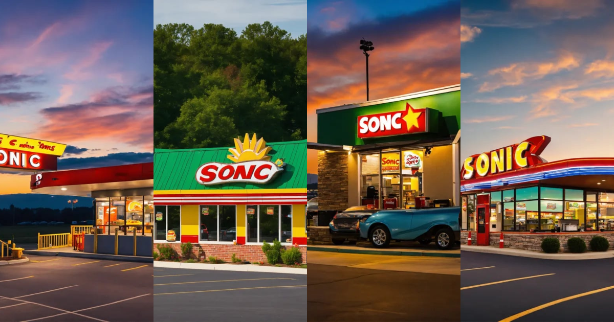 Lexica - A photo of a Sonic Drive-In restaurant. The restaurant is ...