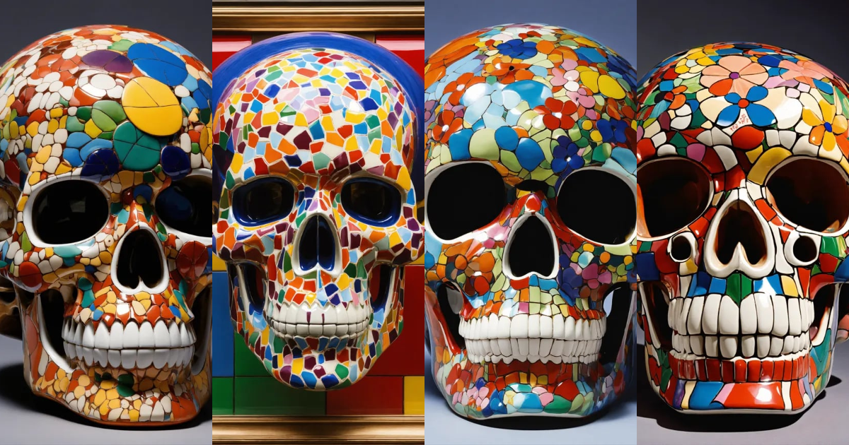 Lexica - Chinese ceramic skull pop art cubist murakami jeff koons