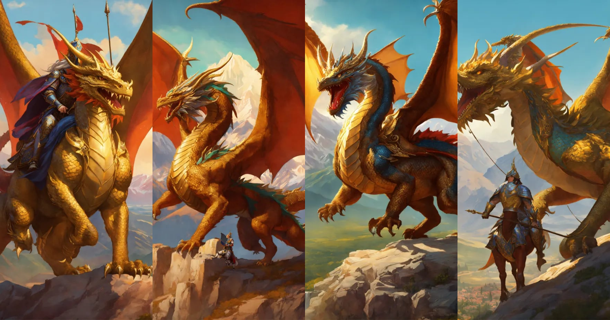 Lexica - A large Turkish Yelbeghen Dragon with a Persian knight riding ...