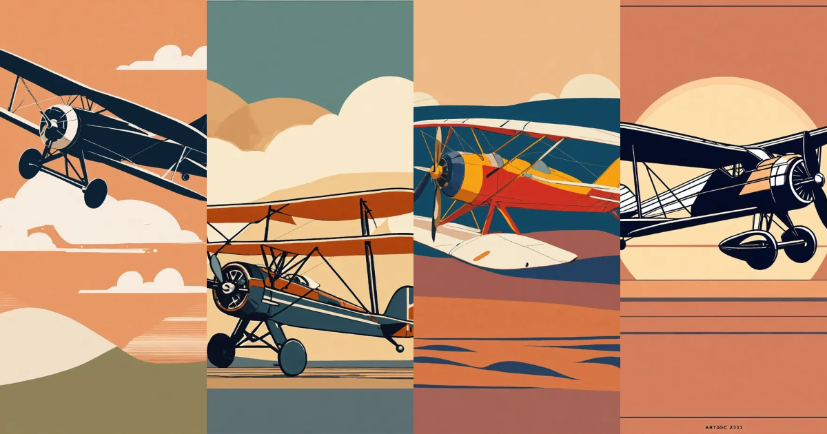 Lexica - A minimalistic illustration of a vintage biplane, capturing ...