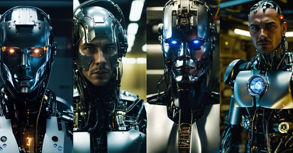 Lexica - Head and torso Portrait of an intimidating male cyborg, more ...