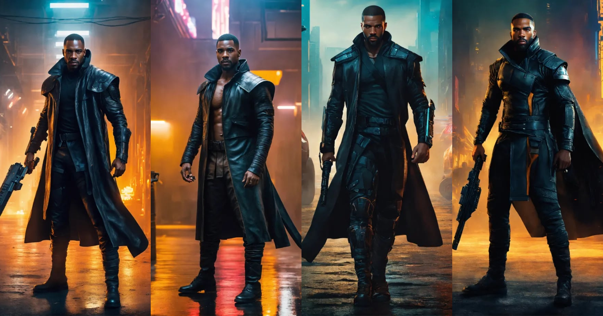 Lexica - Full body, black man, God of war, muscular handsome futuristic ...