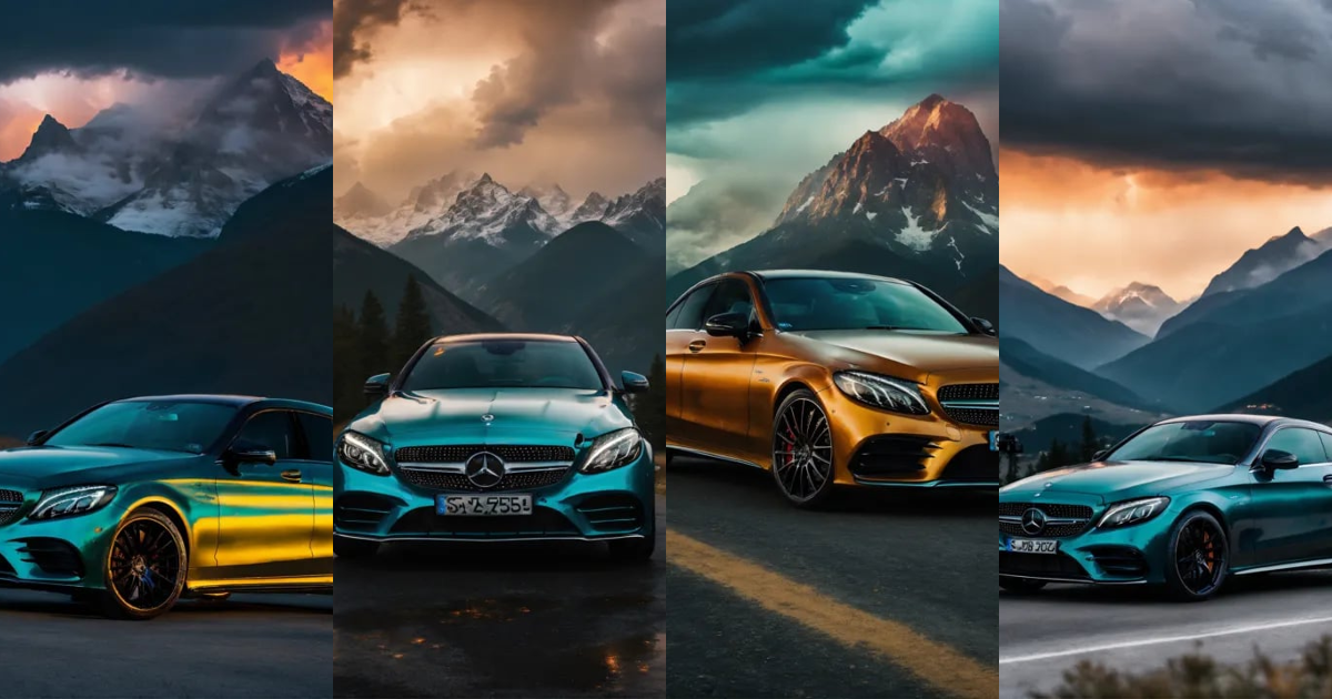 Lexica - Minimal, cinematic, mercedes c43 amg, mountains, nebula ...