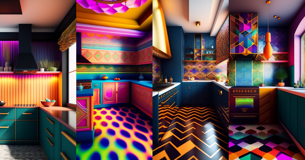 Lexica - The most psychedelic geometric patterned kitchen imaginable ...