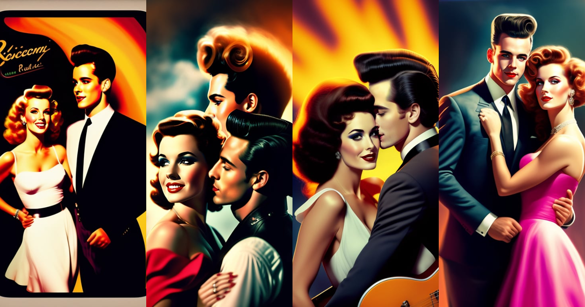 Lexica - Young rocker couple 50s dancing rock and roll over nuclear ...