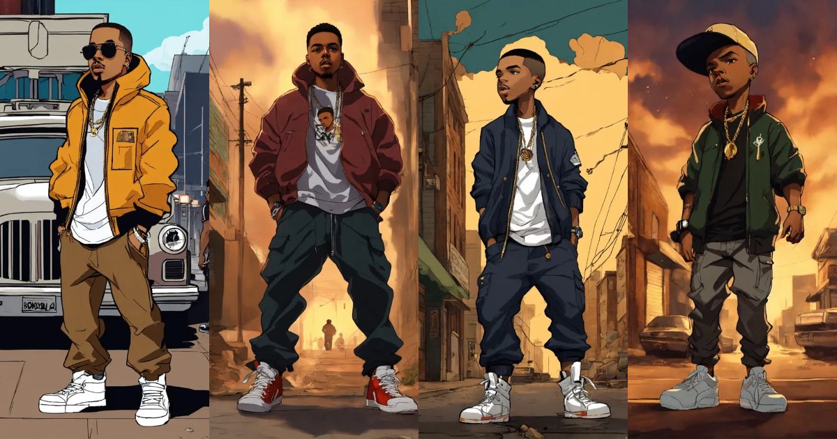 Lexica - Hip hop art style Nas boondocks full body