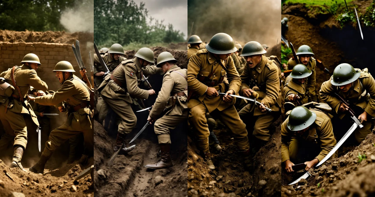 Lexica - Ww1 soldiers fighting each other in a trench with knives