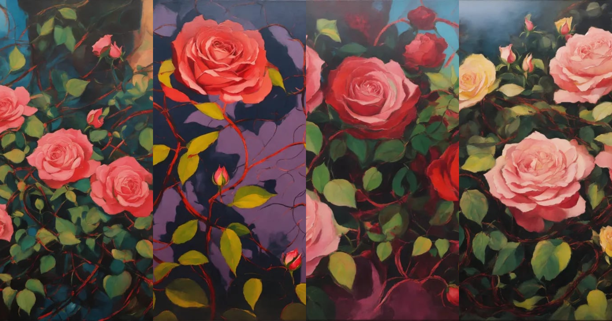 Lexica - A neo expressionist painting of Interlocking vines with ...