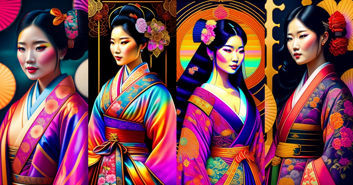 Lexica - Inspired tarot card detailed kimono and geisha bow portrait ...