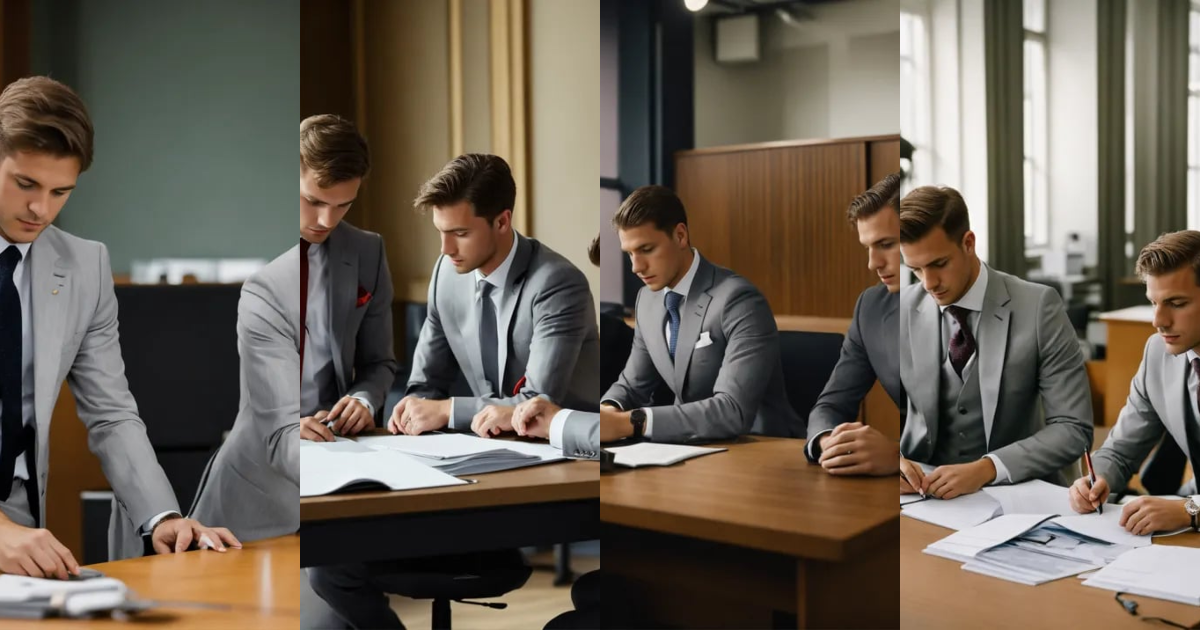 Lexica - Two young German businessmen in light grey pinstripe vested ...