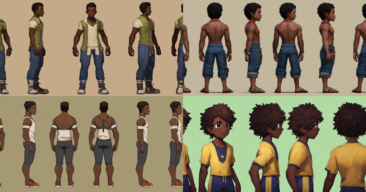 Lexica - Boy, dark skinned, brazilian, cute, character sheet, full body ...