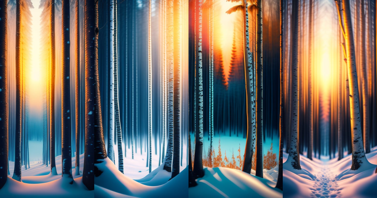 Lexica - Winter birch forest, high contrast dynamic lighting, horror ...