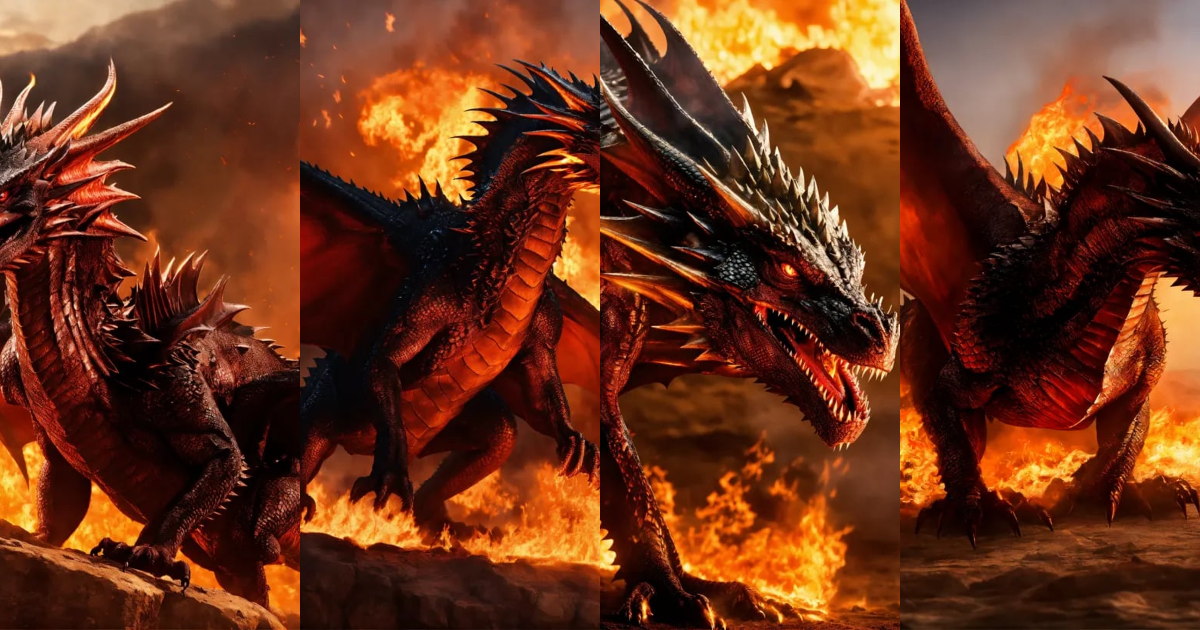 Lexica - Dracarys. Drogon from Game of Thrones, alive with fire.