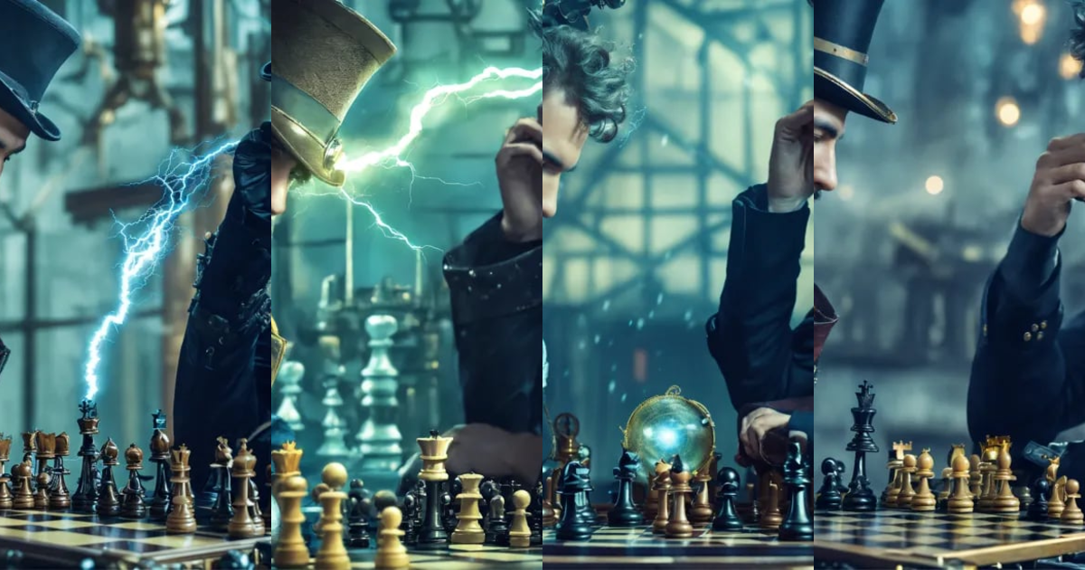 Lexica - Two masters are playing chess, with cold and high-tech ...