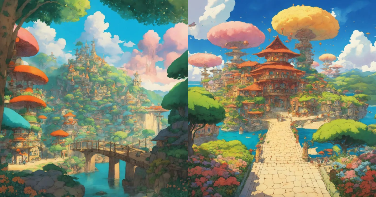 Lexica - Illustration, styled by Hayao Miyazaki, dream world, a ...