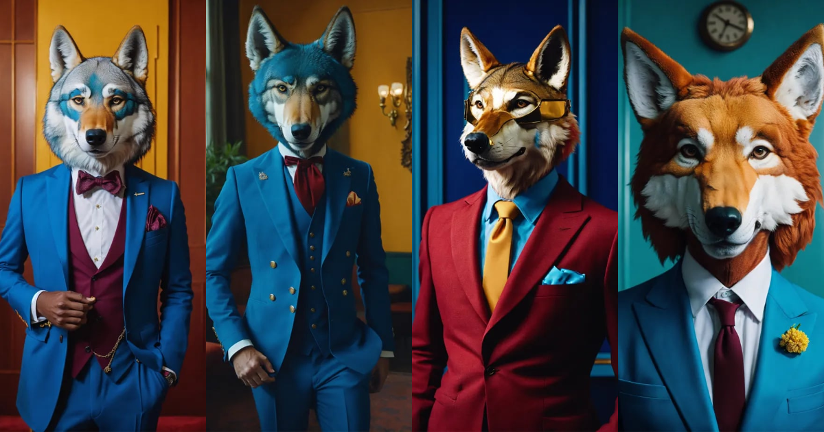 Lexica - Award - Winning Cinematic Still of wolf-Headed butler posing ...