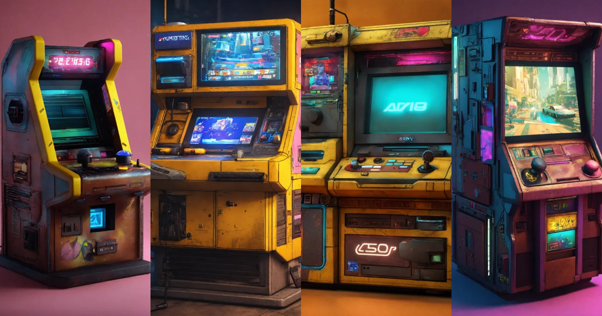 Lexica - Old video game machine, cyberpunk, old texture, 3d, cartoon ...