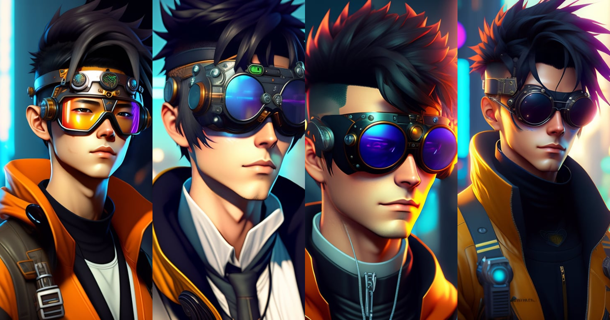 Lexica - Cyberpunk programmer anime boy. steampunk goggles.symmetric ...