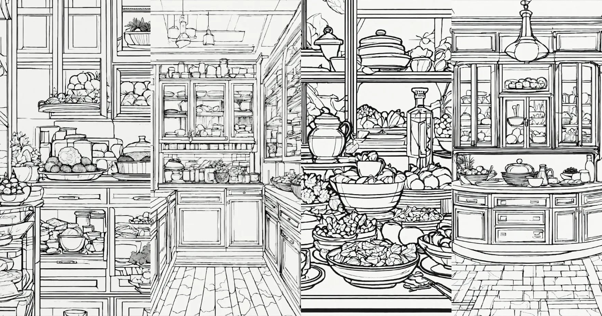 Lexica - Coloring page for adults, bold lines, dark lines, buffet-style ...