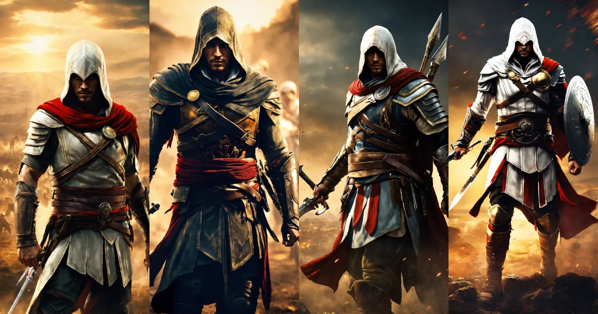 Lexica - Assassins creed man as a spartan, on a battlefield, sharp ...