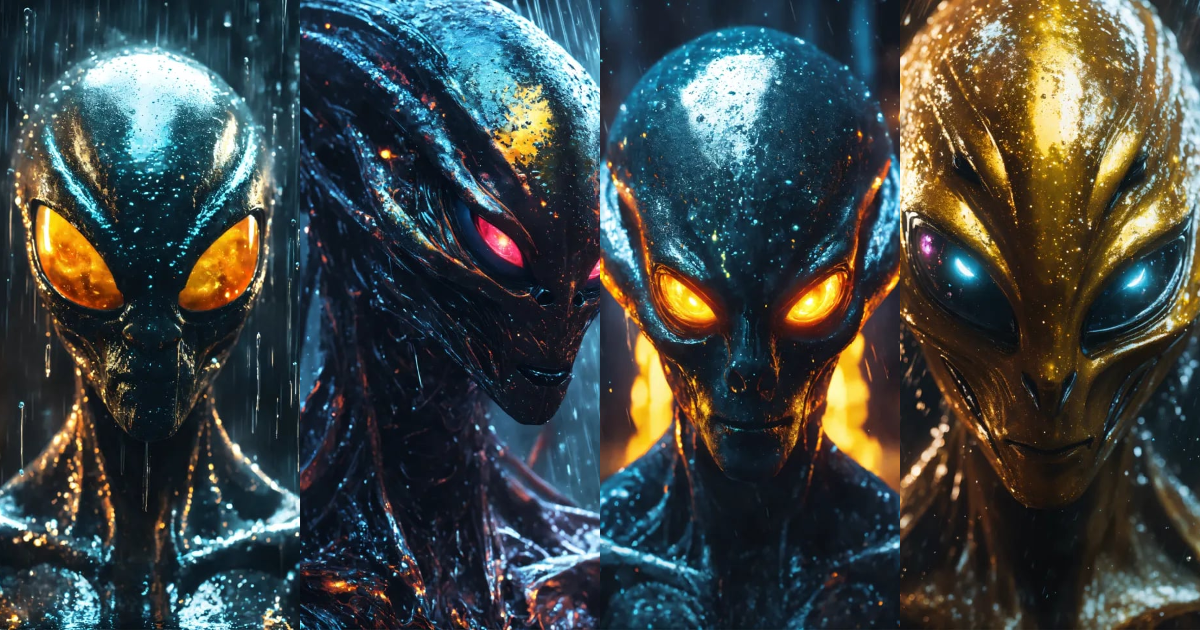 Lexica - An menacing alien with glowing eyes filled with swirling ...