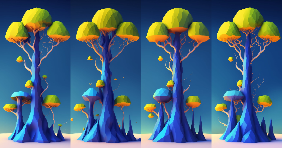 Lexica - Stylized 3d model of an alien group of trees with weird ...