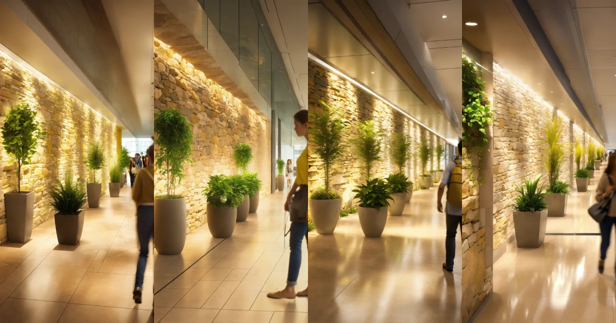 Lexica - Airport corridor, one side of the corridor full height glass ...