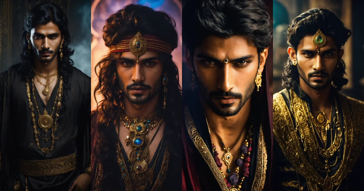 Lexica - Young handsome malevolent indian male sorcerer, dark, lavish ...