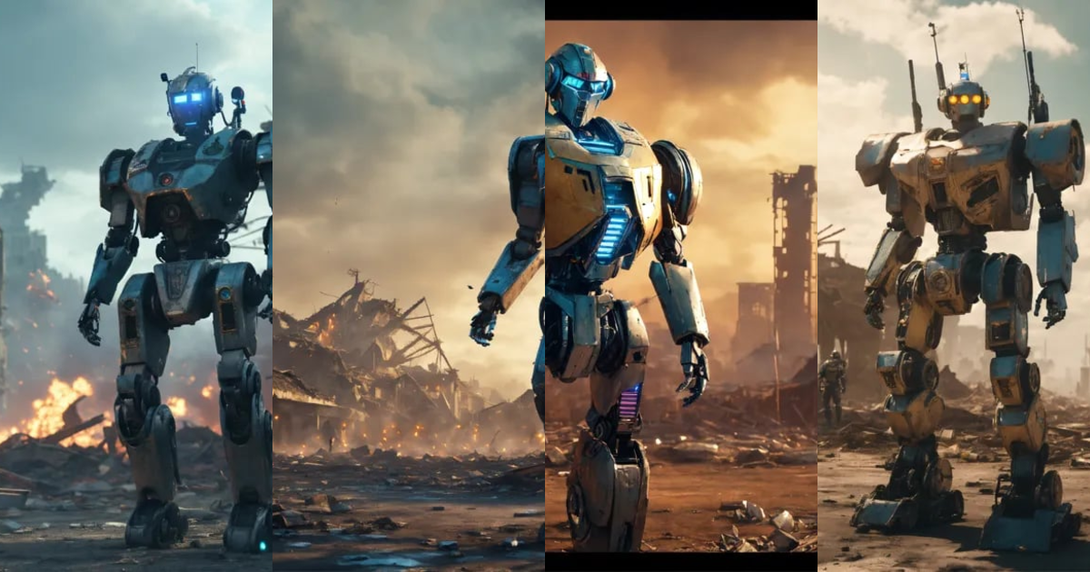 Lexica - Final Scene of a Robot Emperor from a mechanized post-disaster ...