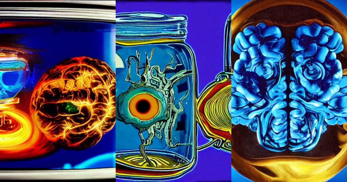 Lexica - Cinematic Imax depiction of a brain in jar cyborg in the style ...