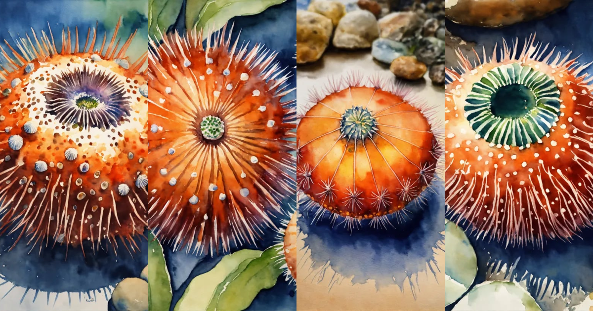 Lexica - Watercolor painting of a sea urchin
