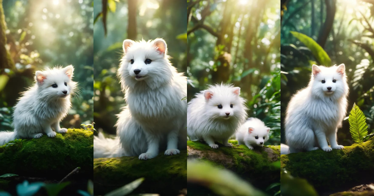 Lexica - Ultra beautiful little white furry creatures in a beautiful ...