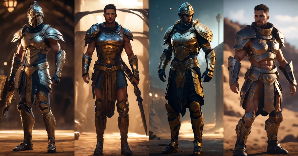 Lexica - Full body of a sci fi gladiator, male, slender body ...