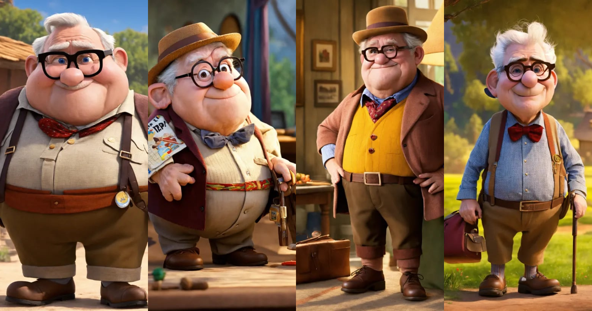Lexica - Carl Fredricksen the old man from up movie, gaucho cloths