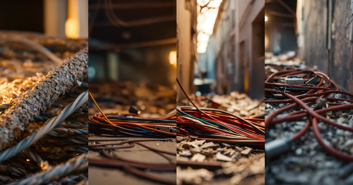 Lexica - Loose electrical cables, damaged wall, debris,, high quality ...