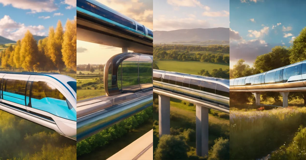 Lexica - Monorail of the future ,running through a Rural Landscapes ...