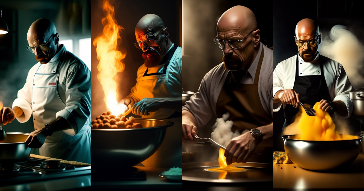 Lexica - Walter White from Breaking Bad cooking eggs alone, H.R. Giger ...