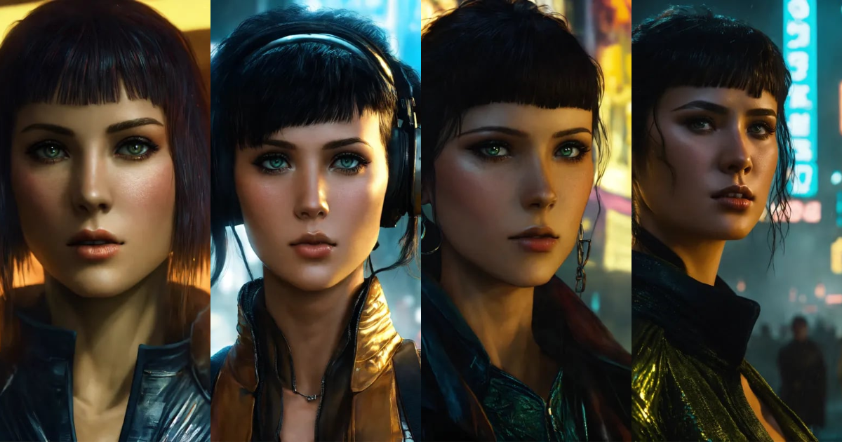 Lexica - A frontal, realistic, female avatar of Blade Runner