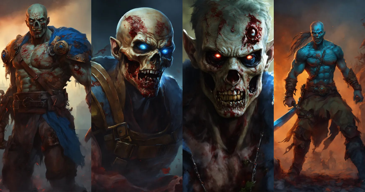 Lexica - Heroic fantasy very strong zombie with blue eyes