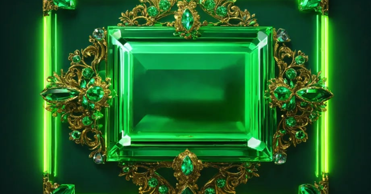 Lexica - Jewel esmeralda verde, realist neon, fundo escuro
